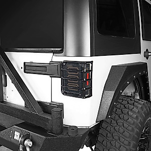 Hooke Road Wrangler Tail Light Covers Rear Taillight Euro Guard Black Light Cage fit for 2007-2018 Jeep Wrangler JK & JKU Unlimited - Pair