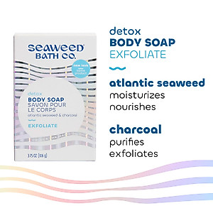 Seaweed Bath Co. Exfoliate Detox Body Soap, 3.75 Ounce, Sustainably Harvested Seaweed, Charcoal (Packaging May Vary)