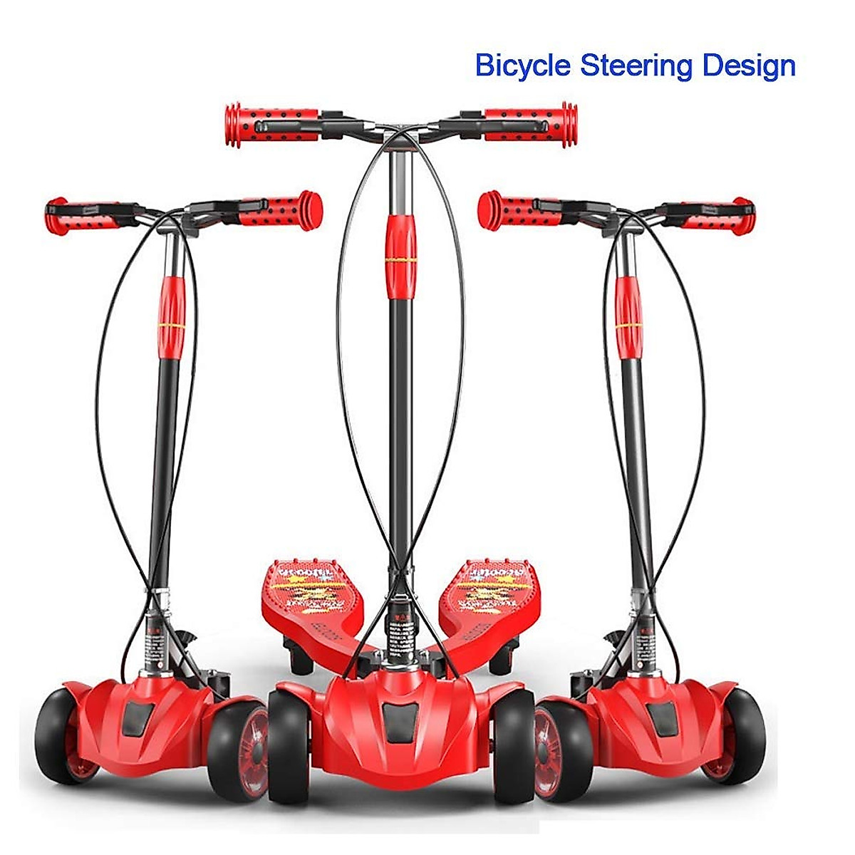 ygqtbc 4 Wheeled Scooter - Height Adjustable Push Swing Wiggle Scooters with Drifting Self Propelling for Boys/Girl/Adult Age 3 Years Old and Up (Color : Blue)