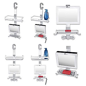 ToiletTree Products Rustproof Aluminum Shower and Bath Caddy with Fogless Shower Bathroom Mirror and Squeegee (Mirror with Aluminum Caddy).