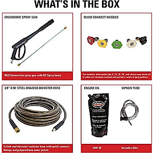 SIMPSON Cleaning PS4240 PowerShot 4200 PSI Gas Pressure Washer, 4.0 GPM, Honda GX390 Engine, Includes Spray Gun, 5 QC Nozzle Tips, 3/8-inch x 50-foot Monster Hose, (49-State)