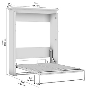 Bestar Versatile Murphy Bed in Walnut Gray, Sleeping Arrangement for Multipurpose Room, Full, Grey