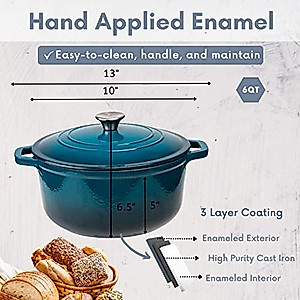 Lexi Home Enameled 6 Qt. Cast Iron Dutch Oven - Blue