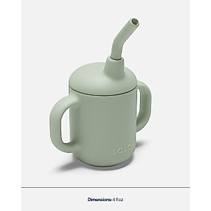 Lalo Little Cup, Non-Toxic Silicone Straw Cup with Handles - Baby and Toddler Sippy Cup - Mini Cup and Straw Training System, 4oz, Sage