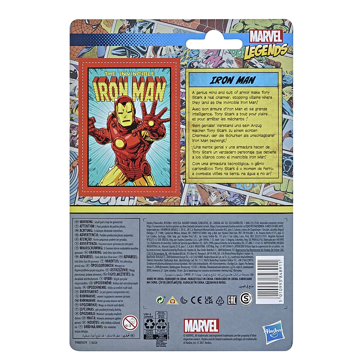 Marvel Hasbro Legends 3.75-inch Scale Retro 375 Collection Iron Man Action Figure Toy, Yellow Red