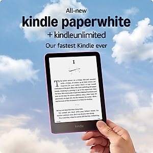 All-new Amazon Kindle Paperwhite (16 GB) – Our fastest Kindle ever, with new 7" glare-free display, and weeks of battery life – Raspberry + 3 Months Free Kindle Unlimited (with auto-renewal)