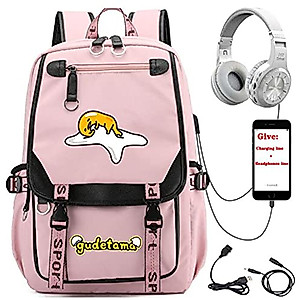 WANHONGYUE Gudetama Anime Backpack Laptop School Bag Student Bookbag Cosplay Daypack Rucksack Bag with USB Charging Port 1200/14