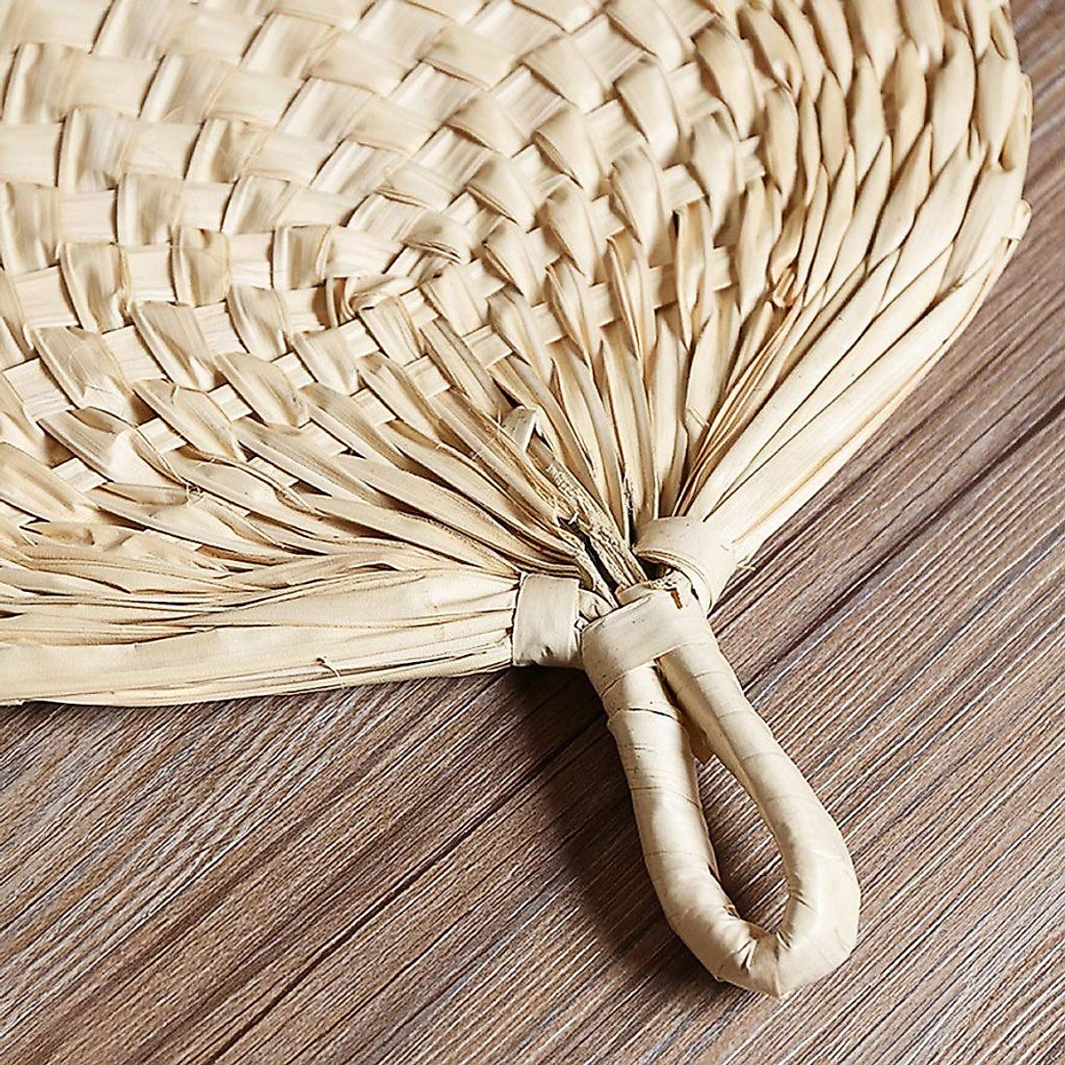 Handmade Folding Fan Chinese Style Handmade Fan Natural Hand Weaving Fan Blades Portable Cooling Fan for Camping Hiking Handheld Fan (Color : Natural)