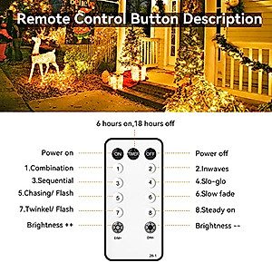 Warm Yellow Christmas Halloween 320 LED String lights 122FT Outdoor String Lights with 8 Modes Plug in Waterproof Fairy Lights Indoor for Party Carnival Supplies, Outdoor Patio Yard Lawn Garden Decor