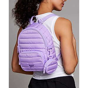 Reebok Women's Backpack - Artemis Quilted Shoulder Purse - Travel Gym Bag for Kids, Teens, and Adults, Size One Size, Pastel Lilac