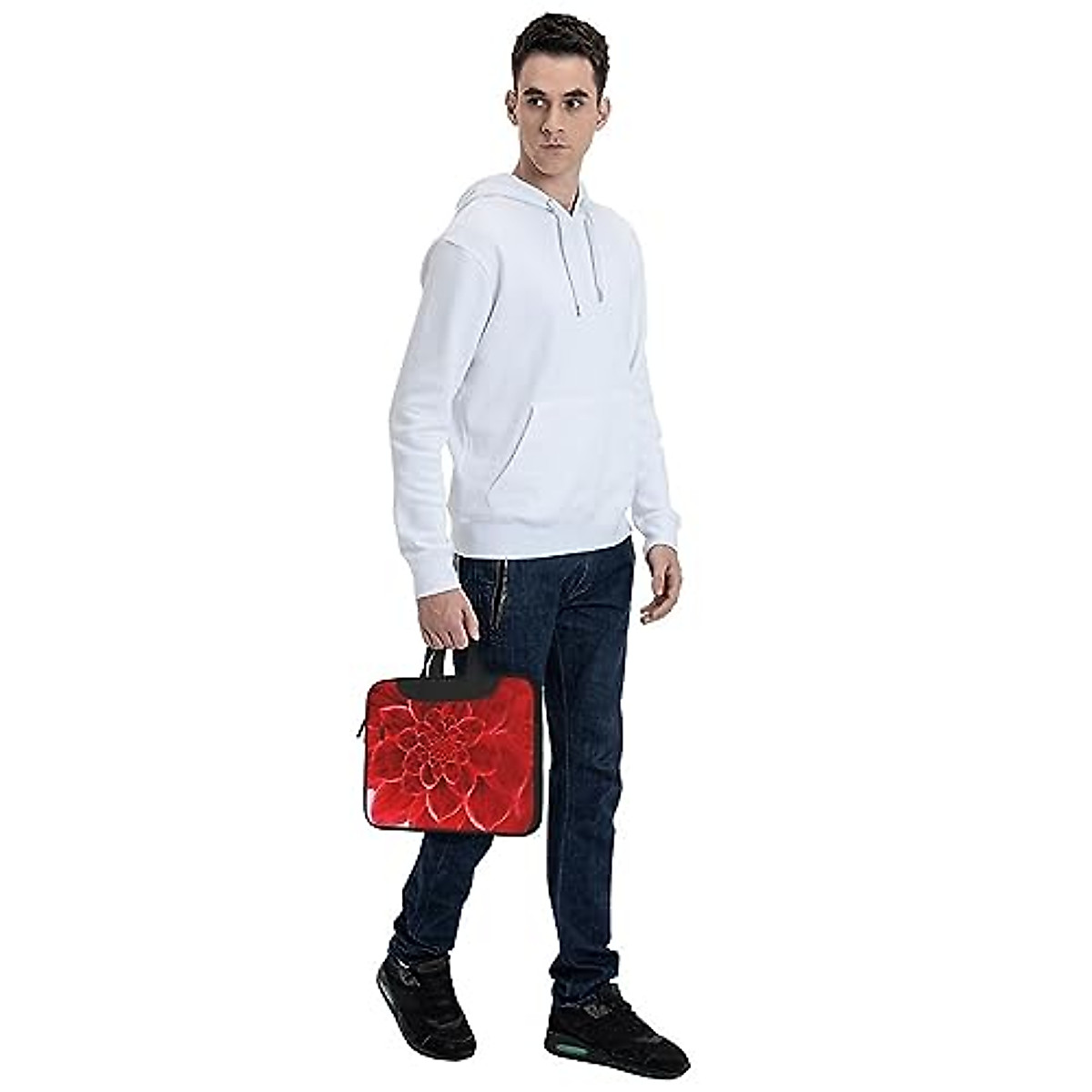 red flower Laptop Bag Men Women Computer Bag 15.6in Shoulder Messenger Bag Briefcase Business Work Bags Purse