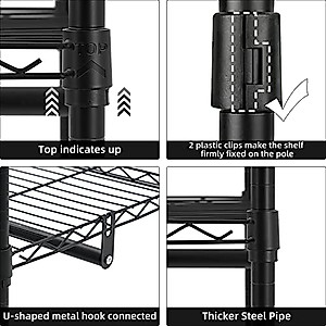 SIMFLAG Clothing Rack, 3 Tiers Garment Rack with Shelves, Rolling Garment Rack, Clothing Racks for Hanging Clothes, Lockable Wheels and Side Hooks, Max Load 460 lbs