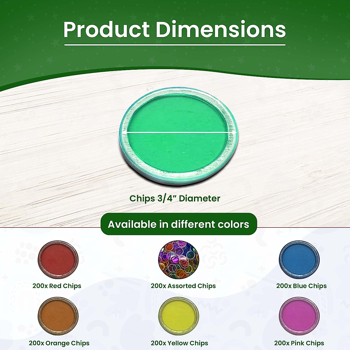 MR CHIPS Magnetic Bingo Chips with Metal Ring 3/4 Inch 200 Upgraded Pieces Green Transparent - Available in 7 Colors A Reusable Storage Bag