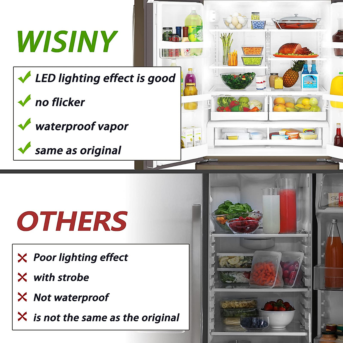 WISINY WR55X11132 Refrigerator LED Light for GE WR55X25754 Refrigerator Light Board,No Cover Only LED PCB Board Replace WR55X30602 WR55X26486 PS4704284 3033142 EAP12172918