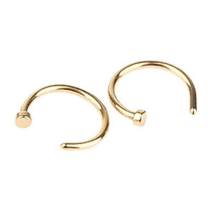 yueton Pack of 10 Nose Studs, Assorted Stainless Steel Body Jewelry Piercing Nose Open Hoop Ring Earring Body Piercing Studs Body Slave Jewelry