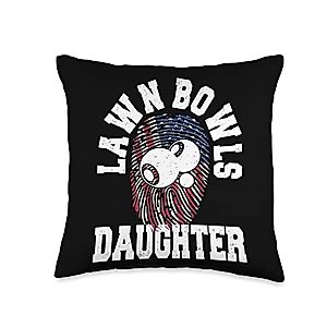 Lawn Bowls Daughter Design Co. American Flag Fingerprint Patriotic Lawn Bowls Daughter Throw Pillow, 16x16, Multicolor