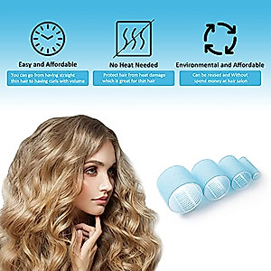 Self Grip Hair Rollers Set, Jumbo Size Hair Curlers, Salon Hair Dressing Curlers, Self Holding Rollers for DIY or Hair Salon Curlers for Hair Styling, 4 Sizes 24 Pack (Blue)
