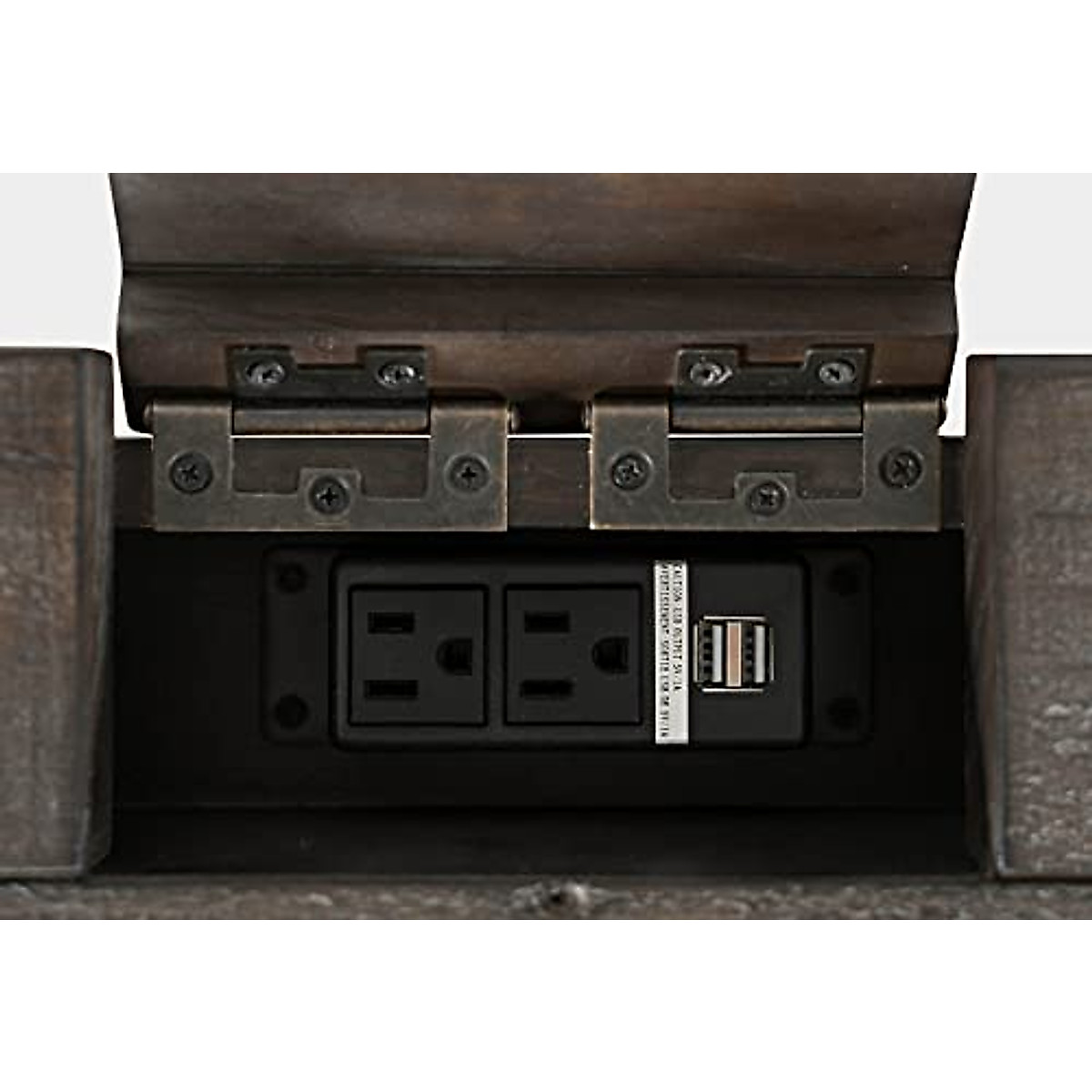 Jofran Madison County Reclaimed Pine USB Charging Farmhouse Wood Office Desk, Barnwood Brown