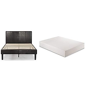 Zinus Gerard Platform, Queen, Espresso & Green Tea 12-inch Memory Foam Mattress, Queen