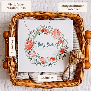 Peachly Baby Memory Book For Girls Milestone Keepsake Journal | First Five Years Baby Girl Memory Book | Baby Keepsakes First Year Memory Book | Baby Girl Baby Book | Bloom