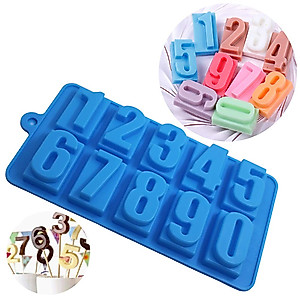 4 Pcs Silicone Numbers Alphabets Trays Molds, FineGood 26 letters & Numbers Candy Mould Biscuit Chocolate DIY Baking Pans Ice Cube Making Trays -green, brown, red, blue