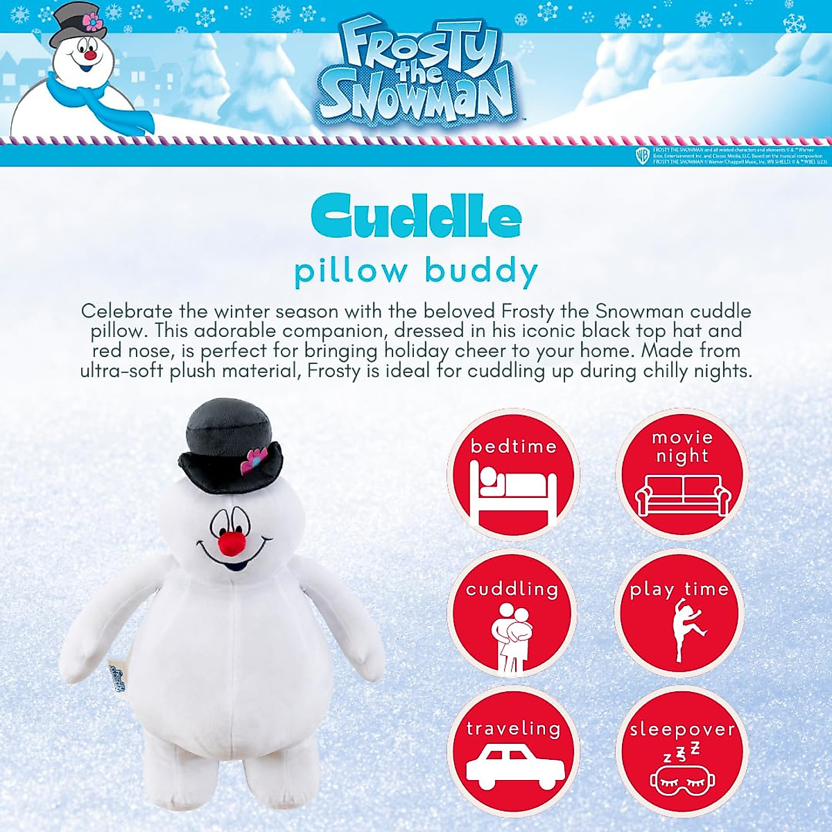 Franco Frosty The Snowman Holiday & Christmas Bedding Super Soft Plush Cuddle Pillow Buddy, (Officially Licensed Product)