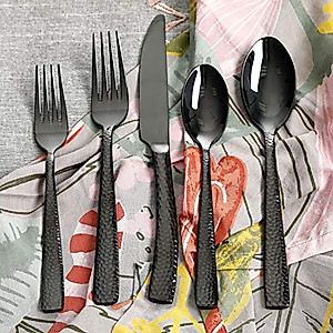 Gibson Home Gibson Elite Flatware Set, Service for 4 (20pcs), Hammered Black