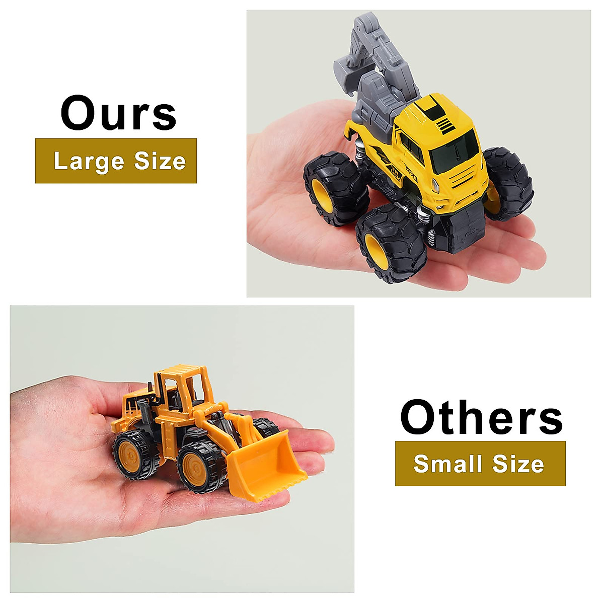 Construction Truck Toys for Boys, 4 Pack Pull Back Cars with Excavator, Mixer, Crane & Dump Trucks, Friction Powered Cars Pull and Go Toys, Kids Party Favors Gifts for Boys & Girls for Age 3+