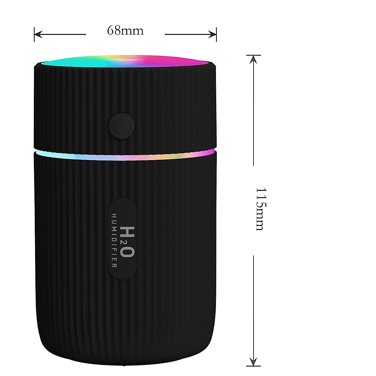 Colorful Cool Mini Humidifier, USB Personal Desktop Humidifier for Car, Office Room, Bedroom,etc. Auto Shut-Off, 2 Mist Modes, Super Quiet. (Black)