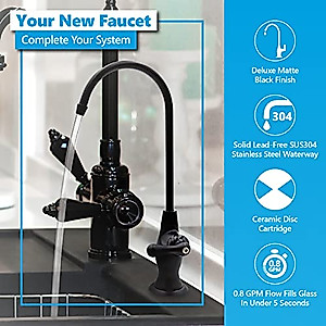 Express Water Deluxe Water Filter Faucet – Matte Black Faucet – 100% Lead-Free Drinking Water Faucet – Compatible with Reverse Osmosis Water Filtration Systems