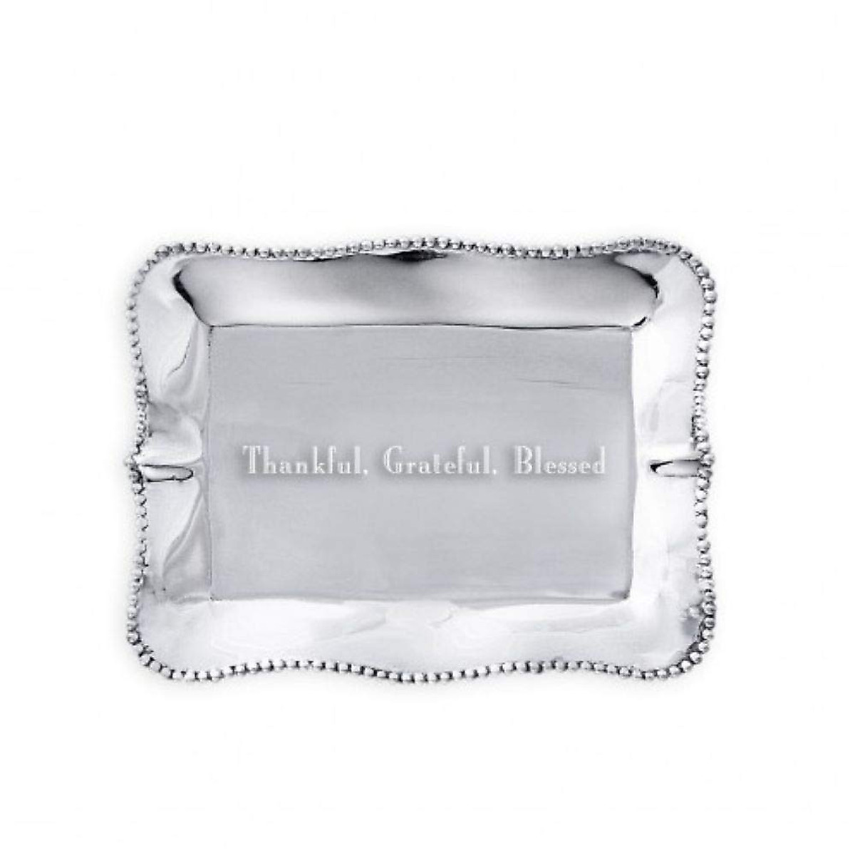 Beatriz Ball Giftables Pearl Rect Engraved Tray- Thankful, Grateful, Blessed