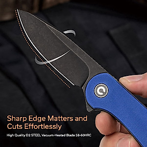 CIVIVI Elementum Green G10 Handle Bundled with New Blue G10 Handle Version, Great EDC folding Knife Companion