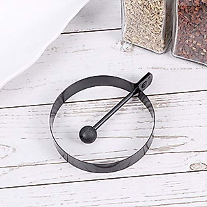 OKUMEYR 4pcs Pancake Ring Mold Fried Egg Rings Omelette Mold Frying Egg Mold Stainless Steel Egg Form Pancake Maker Egg Shaper Black