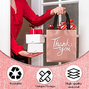 24 Pcs Bridesmaids Gift Bags Bachelorette Gift Bags Rose Gold Gift Bags Set, Non Woven Reusable Thank You Gift 8" x 4" x 10" Party Favor Goodie Bags with Handles for Wedding Birthday Party Christmas