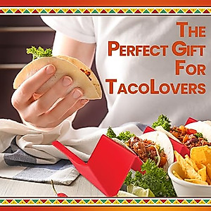 Taco Holders set of 6, Colorful Premium Taco Tray and Rack for Soft or Hard Taco Shells - Dishwasher and Microwave Safe, BPA Free and Sturdy, Multi-Colored