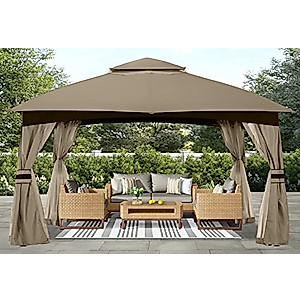 ABCCANOPY 10x12 Outdoor Gazebo - Patio Gazebo with Mosquito Netting, Outdoor Canopies for Shade and Rain for Lawn, Garden, Backyard & Deck (Khaki)