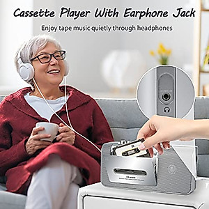 Portable Cassette Recorder Player:Retro Cassette Tape Player with AM FM, Vintage Cassette Player with Big Speaker,Headphone Jack,Powered by 4AA Batteries,AC Charge for Study,Gift to Parents