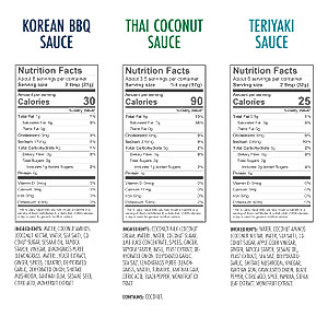 Kevin's Natural Foods Keto and Paleo Simmer Sauce Variety Pack - Stir-Fry Sauce, Gluten Free, No Preservatives, Non-GMO - 3 Pack (Teriyaki/Thai Coconut/Korean BBQ)