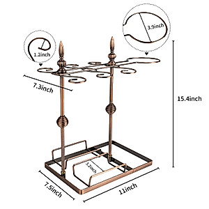 Migecon 3-In-1 Metal Countertop Wine Glass Holder With Wine Racks And Wine Decanter Drying Stand,Freestanding Tabletop Stemware Storage Rack,Vintage Wine Glass Drying Rack.