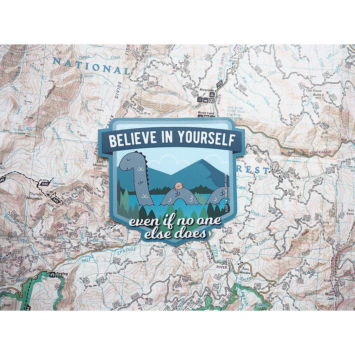 Nessie Believe in Yourself Sticker - Funny Loch Ness Monster Decal for Hydroflask or Laptop - Scotland Cryptid Vinyl Sticker