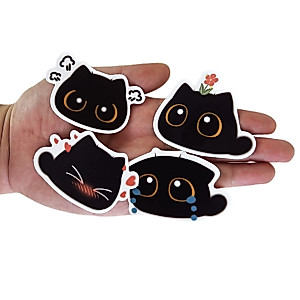 Aowplc Cute Cat Vinyl Stickers, Black, 40 Pcs