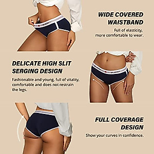 BAJAOEY Women's Cotton Underwear Moisture Wicking Breathable Cheeky Panties for Women Soft Comfy Ladies Bikini 5 Pack S-XL