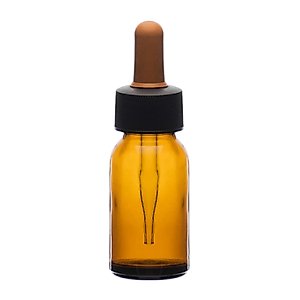 EISCO Dropping Bottle, 30ml (1oz) - Amber Soda Glass - Screw Cap with Amber Glass Dropper & Rubber Bulb Labs