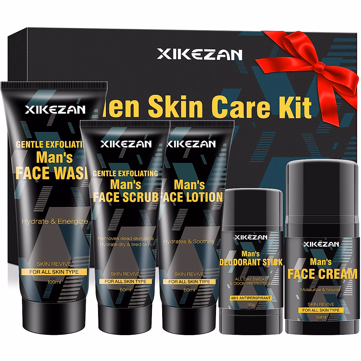 Mens Gifts for Men,Mens Skin Care Kit,Nourishe & Hydrate Skin w/Face Wash,Scrub,Lotion,Cream,Deodorant,Mens Stocking Stuffers for Men,Unique Christmas Gifts for Men Him Dad Husband Boyfriend Teen Boy