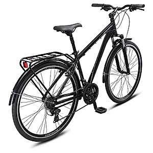Schwinn Discover 2 Adult Hybrid Bike for Men and Women, 700c Wheels, 21-Speeds, 17-Inch Step-Over Frame, Front and Rear Fenders, Rear Cargo Rack, Black