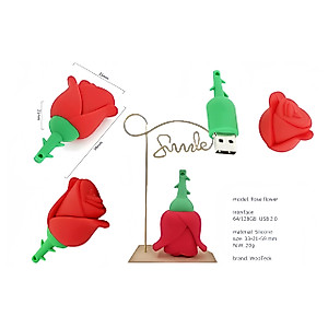 WooTeck 128GB Cartoon Lovely Rose Flower USB Flash Drive