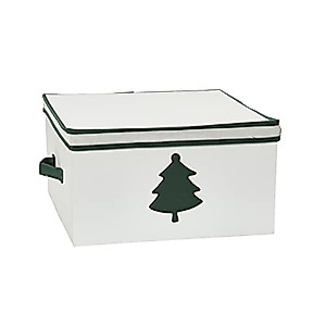 Household Essentials Holiday Storage Box, Large, Green Tree, Natural & Green
