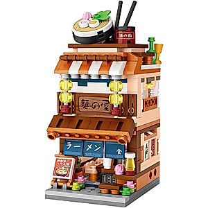 Japanese Street View Ramen Shop Building Kits, 412 PCS Modular House Building Set Mini DIY Building Model Set, Architecture Modular Construction Set Not Compatible with Lego