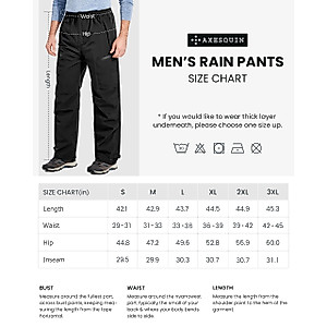 Men's Rain Pants, Waterproof Rain Over Pants Lightweight Packable Windproof Hiking Pants Outdoor Golf Work Black