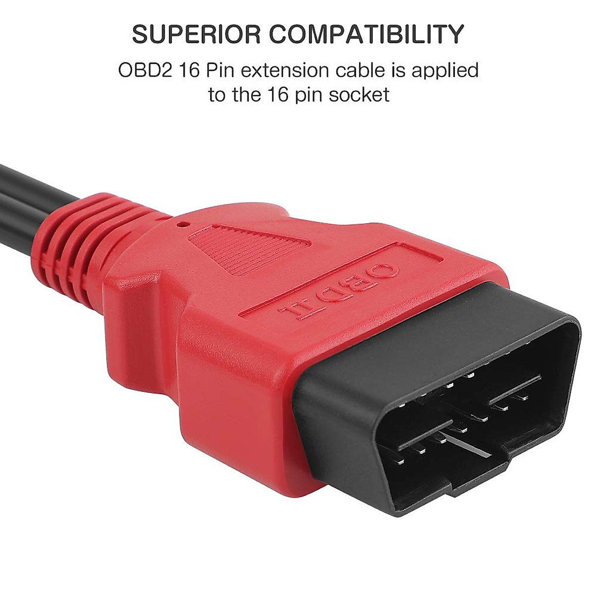 iKKEGOL 30cm/12 inch Ultra Low Profile OBDII Extension Cable, OBD II 2 Y Splitter Cable,1 Male to 2 Dual Female Y J1962 Ports Extension Connector Adapter Red